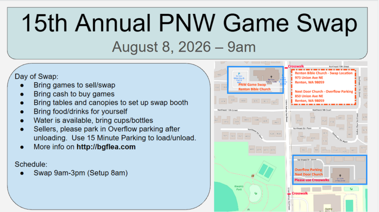 Games Wanted – PNW Game Swap – Washington – 2026 – BG Flea